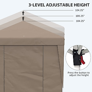 Outsunny 10' x 19.5' Pop Up Canopy Tent with Sidewalls, UPF 30+ Height Adjustable Large Party Tent Event Shelter with Leg Weight Bags and Wheeled Carry Bag for Garden, Patio, Brown