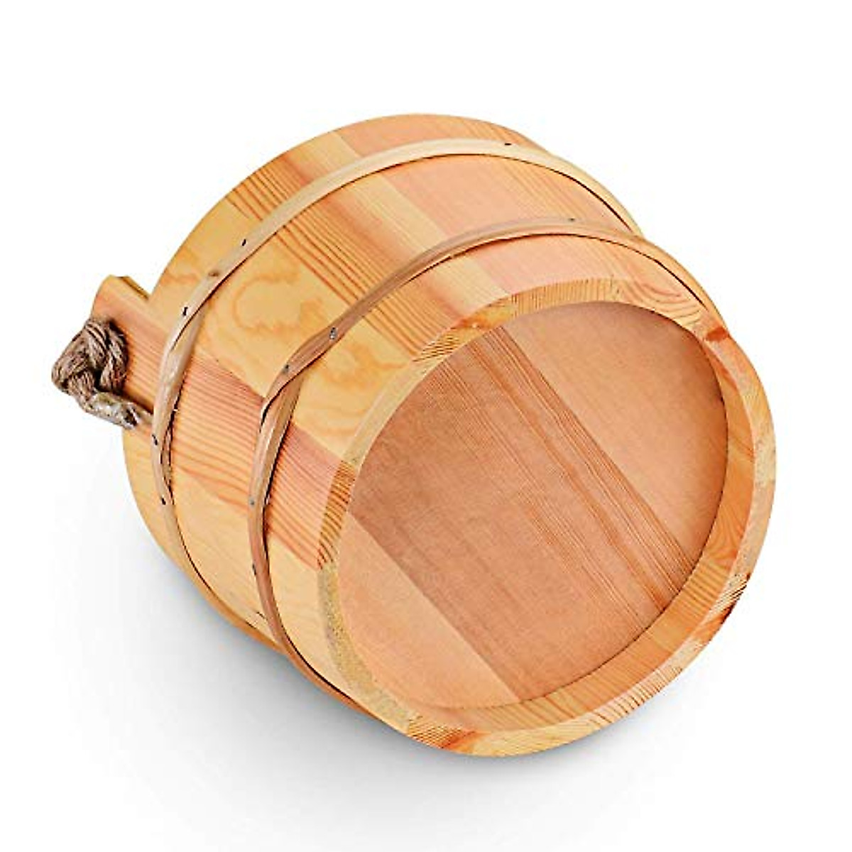 Bestnewie Sauna Bucket with Ladle Handmade Wooden Sauna Bucket Sauna Spa Accessory - 5 Liter (1.3 Gallon) Sauna Bucket with Felt Sauna Hat and Sauna Seat Pad