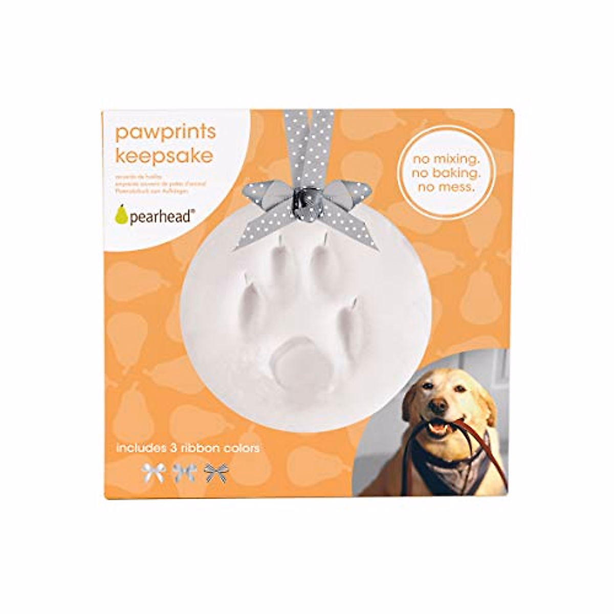 Pearhead DIY Pawprints Keepsake Kit for Dogs Or Cats, Christmas Ornament, Holiday Home Décor for Pet Lovers, Clay Paw Print Imprint, White