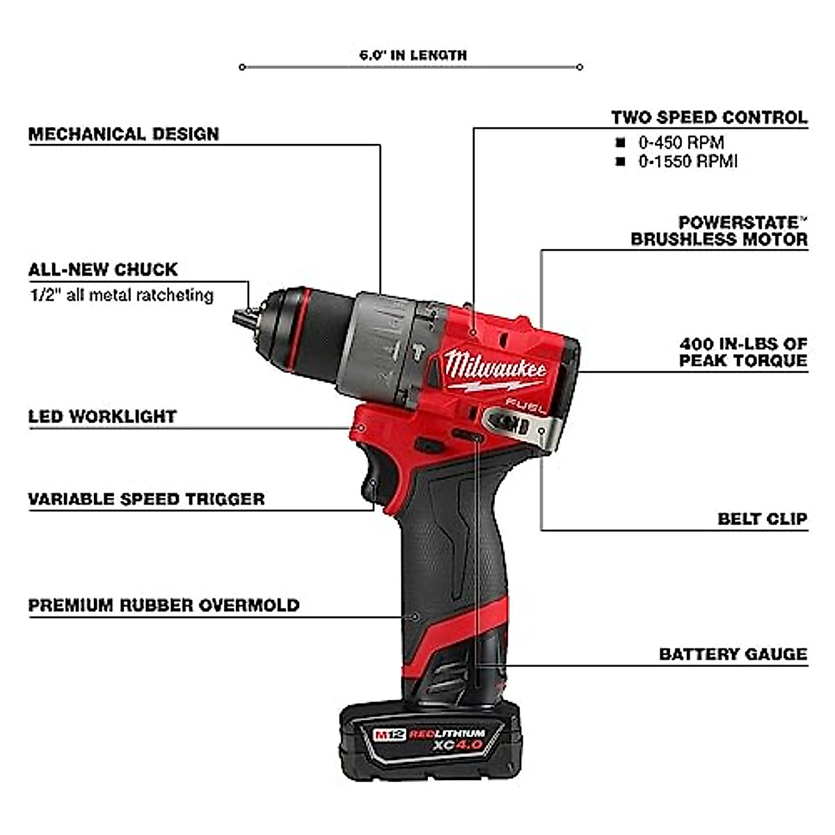 Milwaukee M12 FUEL 12-Volt Lithium-Ion Brushless Cordless Hammer Drill and Impact Driver Combo Kit w/2 Batteries and Bag (2-Tool)