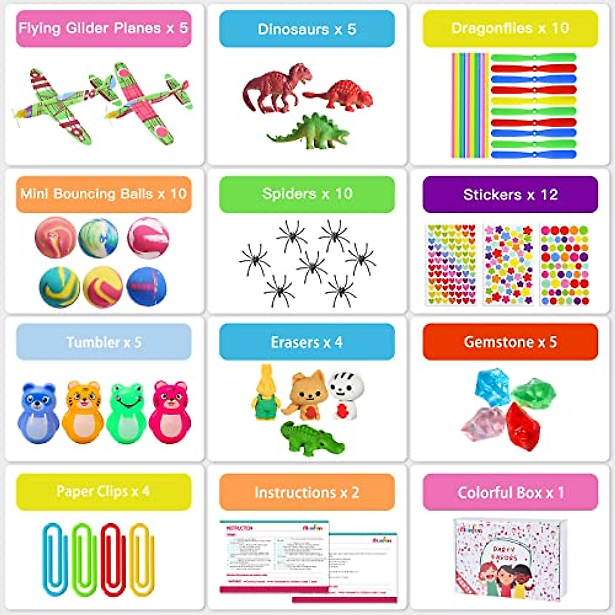 Max Fun 218pcs Party Toys for Kids Classroom Treasure Box Prizes Bulk Party Toys Assortments Goodie Bag Stuffers Birthday Party Carnival Prizes Goodie Bag Fillers Classroom Rewards Pinata Filler Stuffers Toys