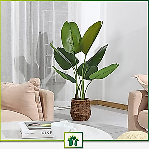 CROSOFMI Artificial Bird of Paradise Plant 4 Feet Fake Tropical Palm Tree with 8 Leaves,Perfect Faux Plants in Pot for Indoor Outdoor House Home Office Garden Modern Decoration Housewarming Gift