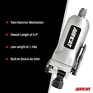 AIRCAT Pneumatic Tools 1320: 3/8-Inch Butterfly Impact Wrench with Built-In Air Inlet100 ft-lbs