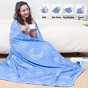 WKBEC Cooling Throw Blanket (60"x80" Twin Size) for Hot Sleepers, Arc-Chill Q-Max >0.5 Cool Fiber,100% Oeko-Tex Certified Lightweight Summer Cool Blanket for Travel/Outdoor Ultra Cold Breathable, Blue