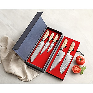 XINZUO Chef Knife Set, Professional Kitchen Knife Set for Chefs and Home Cooking, High Carbon Steel Knife Set, Japanese Knife Set with Pakkawood Handle, Gift Box Packing