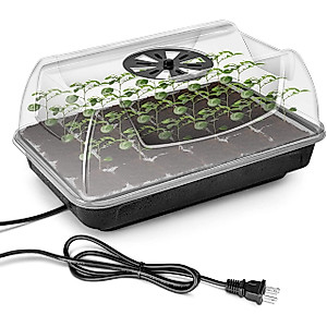 iPower Seed Tray Kits with Heater Garden Propagator Set Seed Starter Tray with Vented Humidity Dome, 15.1" x 9.5", 24 Cell