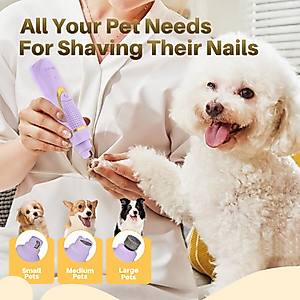AIBORS Small Dog Grooming Kit, 4 in 1 Electric Dog Trimmer for Grooming, Low Noise Dog Nail Trimmer, Cordless Pet Clippers for Dogs Cats, Grooming Paws, Eyes, Ears, Face, Hip Hairl (Purple)