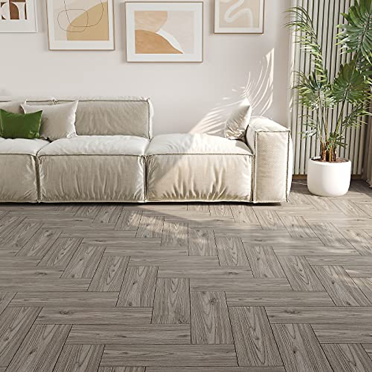 VEELIKE Light Grey Wood Vinyl Plank Flooring Waterproof Wood Grain Peel and Stick Floor Tile 6''x36'' Self Adhesive Grey Laminate Wood Flooring for Bathroom Kitchen Bedroom RV(4-Pack, 6 Sq. Ft.)