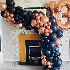 Rose Gold and Black Balloon Arch Kit, Metallic Rose Gold and Black Balloon Garland Kit with Different Sizes 18/12/10/5 inch Balloons for Graduation Birthday Wedding Anniversary Party Decorations