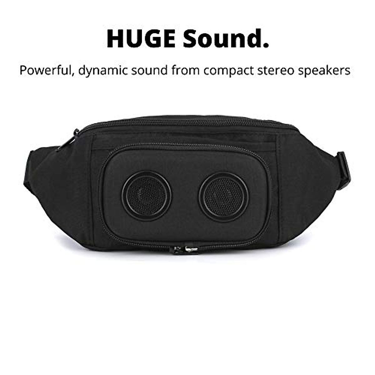 SUPER REAL The #1 Fannypack with Speakers. Bluetooth Fanny Pack for Parties/Festivals/Raves/Beach/Boats. Rechargeable, Works with iPhone & Android. #1 Bachelorette Party Gift (Black, 2023 Edition)