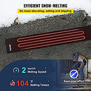 VEVOR, 15ft x 13in Walkway, 120V Ice, PVC Heated 6ft Power Cord, Slip-Proof, Ideal Winter Outdoor Snow Mat, 2'' per Hour Melting Speed, Black