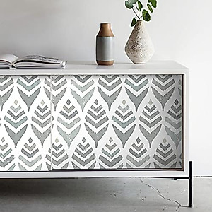 Grey Leaf Wallpaper Peel and Stick Wallpaper for Bedroom Bathroom Boho Contact Paper for Cabinets Bathroom Removable Wallpaper Self Adhesive Modern Waterproof Vinyl Wallpaper Kitchen 17.3‘’×78.7‘’