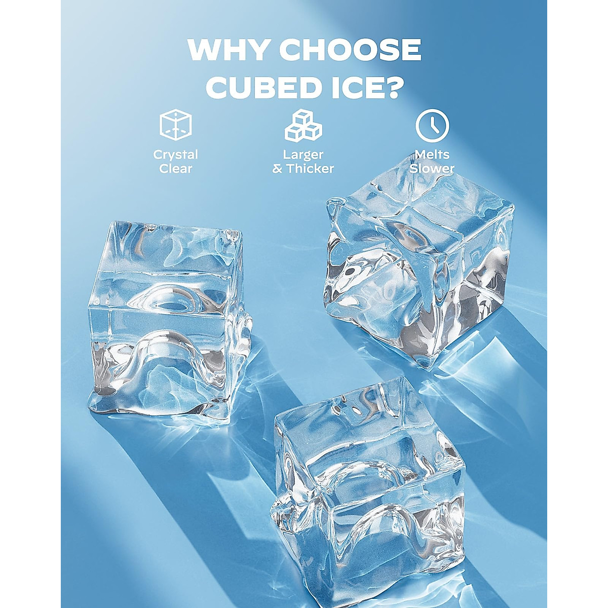 Silonn Ice Makers Countertop, 44lbs Per Day, 2 Ways to Add Water, Auto Self-Cleaning, Stainless Steel Ice Machine for Home Office Bar Party