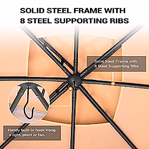 FAB BASED 10x12 Gazebo for Patio, Double Vent Canopy Gazebo with Privacy Netting Screen, Outdoor Heavy Duty Steel Patio Gazebo, Waterproof and Portable Gazebo for Deck Backyard Lawn and Garden (Khaki)