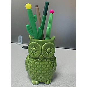 First of a Kind Owl Shaped Vases (Set of 4) - Ceramic Owl Succulent Planter Pots - Owls Gifts for Women - Owl Decor Vase - Farmhouse Stoneware Vases for Home Decor & Garden Gift