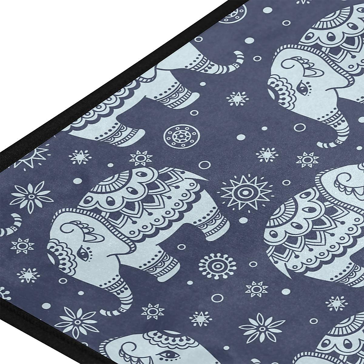 MOYYO Kitchen Mat Ethnic Indian Tribal Cute Elephant Kitchen Rug Mat Anti-Fatigue Comfort Floor Mat Non Slip Oil Stain Resistant Easy to Clean Kitchen Rug Bath Rug Carpet for Indoor Outdoor Doormat