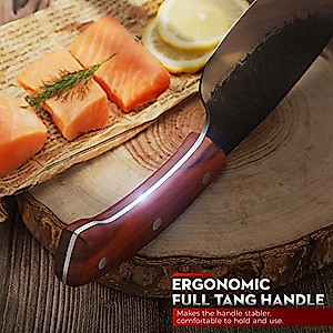 Purple Dragon Aquatic Fish Knives Fish Fillet Knife Sharp Slaughter Fish Special Knife Seafood Professional Tool Fish Knife Kitchen Knife Hammered forging Full Tang Carbon Steel Meat Cleaver