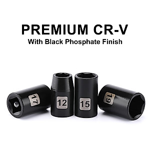 Mayouko 1/2" Drive Shallow Metric Socket Set, CR-V, 6 Point, 14 Pieces, 11mm to 32mm