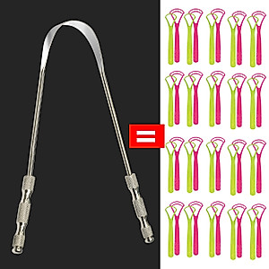 AVOOLI Tongue Scraper UK Pack of 2-100% Stainless Steel Tongue Scrapers for Adults Tongue Care Tool - Best Metal Tongue Cleaner and Toungescraper for Adults Oral Hygiene Kit