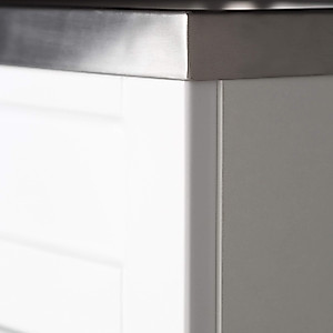 SIMPLIHOME Hennessy Contemporary 24 Inch Deluxe Laundry Cabinet with Faucet and Stainless Steel Sink in Pure White, For the Laundry Room and Utility Room