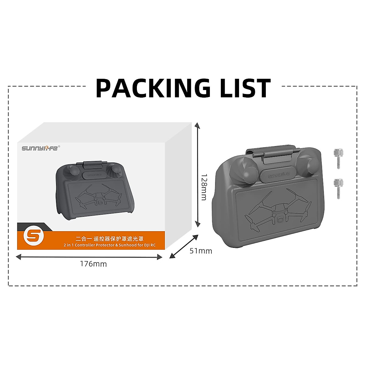 2 in 1 Controller Protector Sun Hood, Control Sticks Guard, Screen Monitor Cover for RC Mini 3 Pro