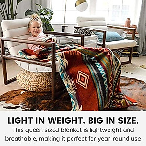 Ecuadane Large Southwestern Woven Blanket, Crafted in Ecuador by Local Artists, Queen Size - 93" x 82" - Antisana Earth