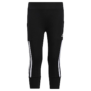 adidas girls Stripe Jogger 7/8" Tights Leggings, Black, Large Slim US