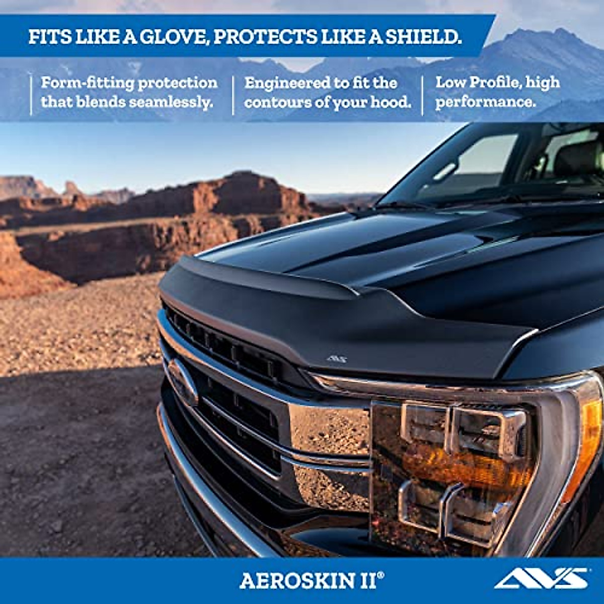 Auto Ventshade [AVS] Aeroskin II Hood Protector | 2015 - 2020 Ford F - 150 (Excludes Raptor), Low Profile - Textured Black, 1 pc. | 436096