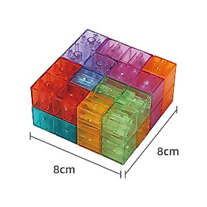 Magnetic Building Blocks 3D Magic Puzzle Cube, with 100 Challenge Cards, STEM Learning Education Toy Train Spatial Imagination for Kid Aged 6 and Above