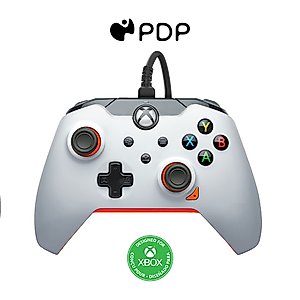 PDP Wired Xbox Game Controller - Xbox Series X|S/Xbox One/PC, Dual Vibration Gamepad, App Supported - Atomic White/Orange (Amazon Exclusive)