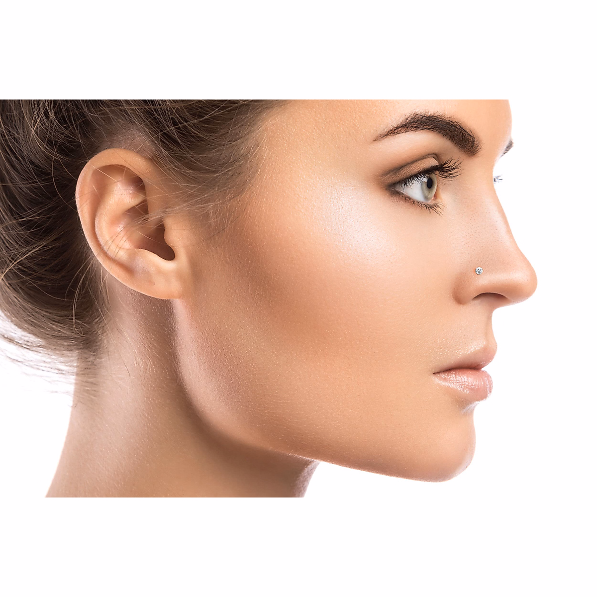 Lavari Jewelers 22 Gauge Straight Stud Nose Ring for Women I 0.02 Carat Diamond Nose Ring for Her I 14k White Gold Unisex Stud I 1.7 mm Hypoallergenic Nostril Piercing Jewelry I 22G Body Piercing