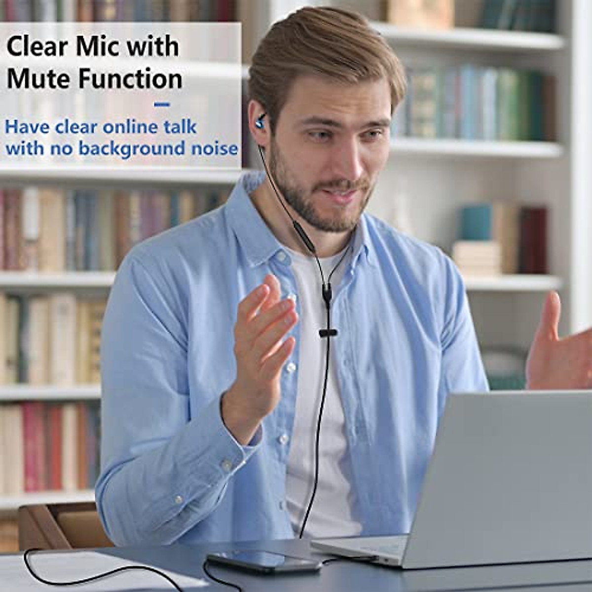 USB Earbuds with Microphone for PC Laptop, 6.5Ft Long Cord Wired USB Headphones Headset for Computer Desktop MacBook PS4 PS5 Work Calls Gaming, Over Ear in-Ear Earphones w Case, Control, Mute Function