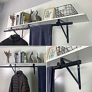 Heavy Duty Closet Rod & Shelf Brackets Clothes Hanger Pole Support Bracket Black 3 Pack