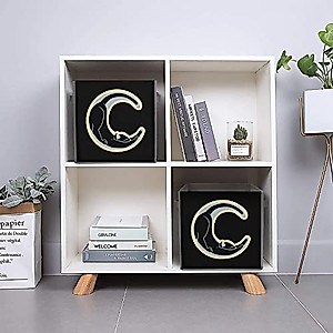 Moon Cat Large Cubes Storage Bins Collapsible Canvas Storage Box Closet Organizers for Shelves