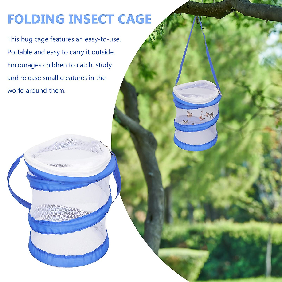 Vaguelly Butterflies Mini and Habitat Cage Portable Net Observation Cage for Kids Children Outdoor Toys
