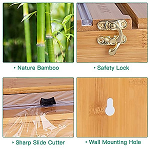 Ziplock Bag Storage Organizer with Plastic Wrap Dispenser for Kitchen Drawer, Bamboo Baggie Organizer for Gallon, Quart, Sandwich and Snack, Aluminum Foil and Wax Paper Holder Compatible with 12" Roll