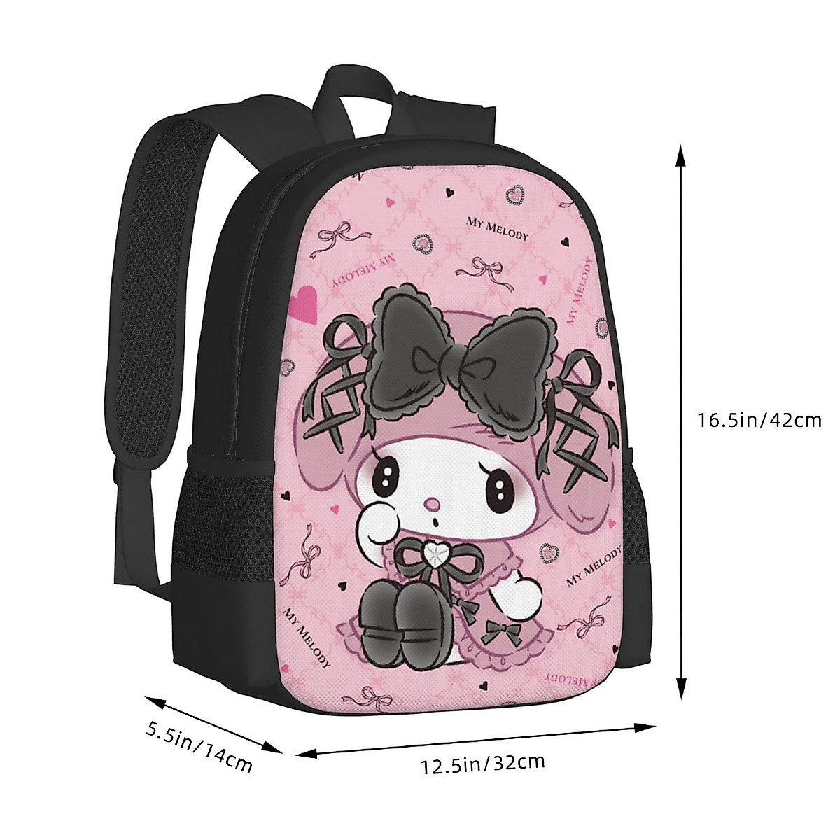 DIEZ Cartoon Backpack Melody Characters Print Backpack Cute Backpack Lightweight Backpack For School Travel Elementary School Bag Kawaii Melody
