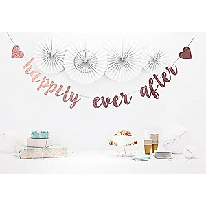 Starsgarden Happily Ever After Banner Rose Gold Glitter Wedding Bachelorette Engagement Party Bridal Shower Party Decoration Supplies