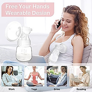 Bilateral Breast Pump Automatic Massage Silent Breast Pump LCD Touch Screen Large Suction Breast Collector, 3 Modes & 9 Levels,22mm (Pink)