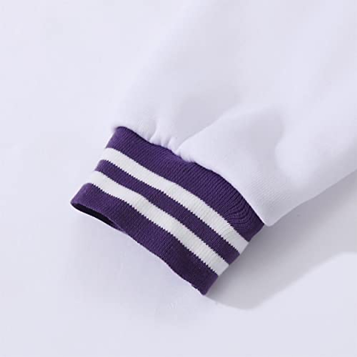 Vivimeng Womens Baseball Jacket Fleece Varsity Jacket Button Down Tops Long Sleeve Sweatshirt Party Casual Coats (Purple,L,Large)