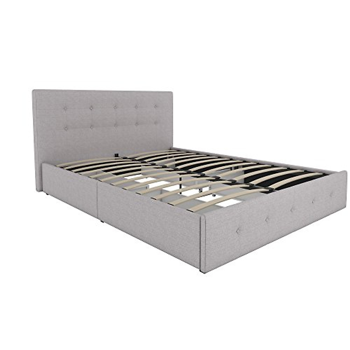 DHP Rose Upholstered Platform Bed with Underbed Storage Drawers and Button Tufted Headboard and Footboard, No Box Spring Needed, Queen, Gray Linen