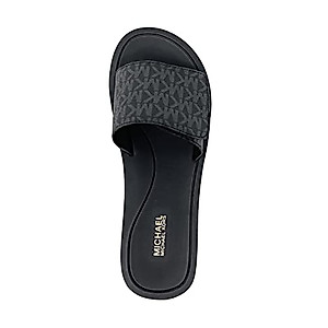 Michael Kors MK Signature Logo Print Wade Slide (Black, 11, us_footwear_size_system, adult, women, numeric, medium, numeric_11)