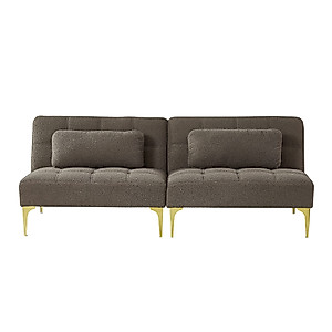 Anwickhomk Folding Sofa Bed,Convertible Couch,Modern Armless Futon Sofa,Loveseats Chairs with Removable Pillow and Adjustable Backrest,Soft Fabric Sofa for Bedroom, Living Room (Taupe)
