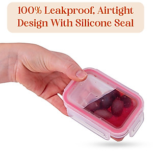 MosJos Condiment Containers with Screw Lids (3-Set) - 6.4 Oz Reusable Leakproof Salad Dressing Containers to go - Snack Containers Storage Cups for Lunch, Dishwasher Friendly, (Clear)