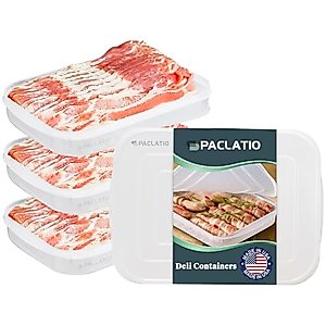 spaclatio 4 Pack Bacon Cheese Storage Container, Deli Meat Containers with Lids for Fridge, Plastic Airtight Cold Cuts Storage Containers for Fridge, Food Storage Container