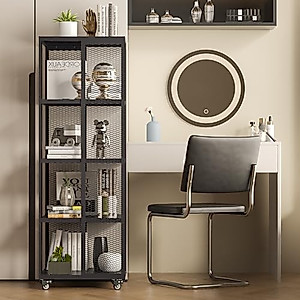 XYZTech Industial Style Shelving Open Shelves with Wheels Cold Rolled Steel Rolling Shelf 4-Tier Display Rack Shelf Unit on 360° Casters