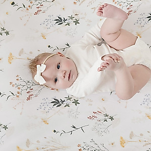 Pobibaby - 2 Pack Premium Pack N Play Sheets Fitted for Standard Pack and Plays and Mini Cribs - Ultra-Soft Jersey Knit, Stylish Floral Pattern, Safe and Snug for Baby (Wildflower)