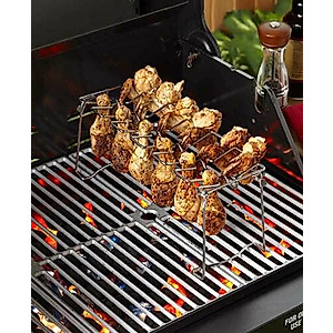 Chicken Leg Wing Grill Rack 12 Slots - Stainless Steel Metal Roaster Stand - for Smoker Grill or Oven - Dishwasher Safe