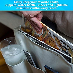 Bedside Caddy, Bed Pocket Hanging Organizer, Bunk Bed Storage with Cup Holder for Platform Bed Frames, Personal Organizer, Dorm room and loft Bedframe Accessories