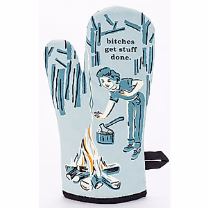 Blue Q Oven Mitt, Bitches Get Stuff Done. Super-Insulated Quilting, Comfy Natural-Fitting Shape, 100% Cotton, 12.5" h x 7.5" w